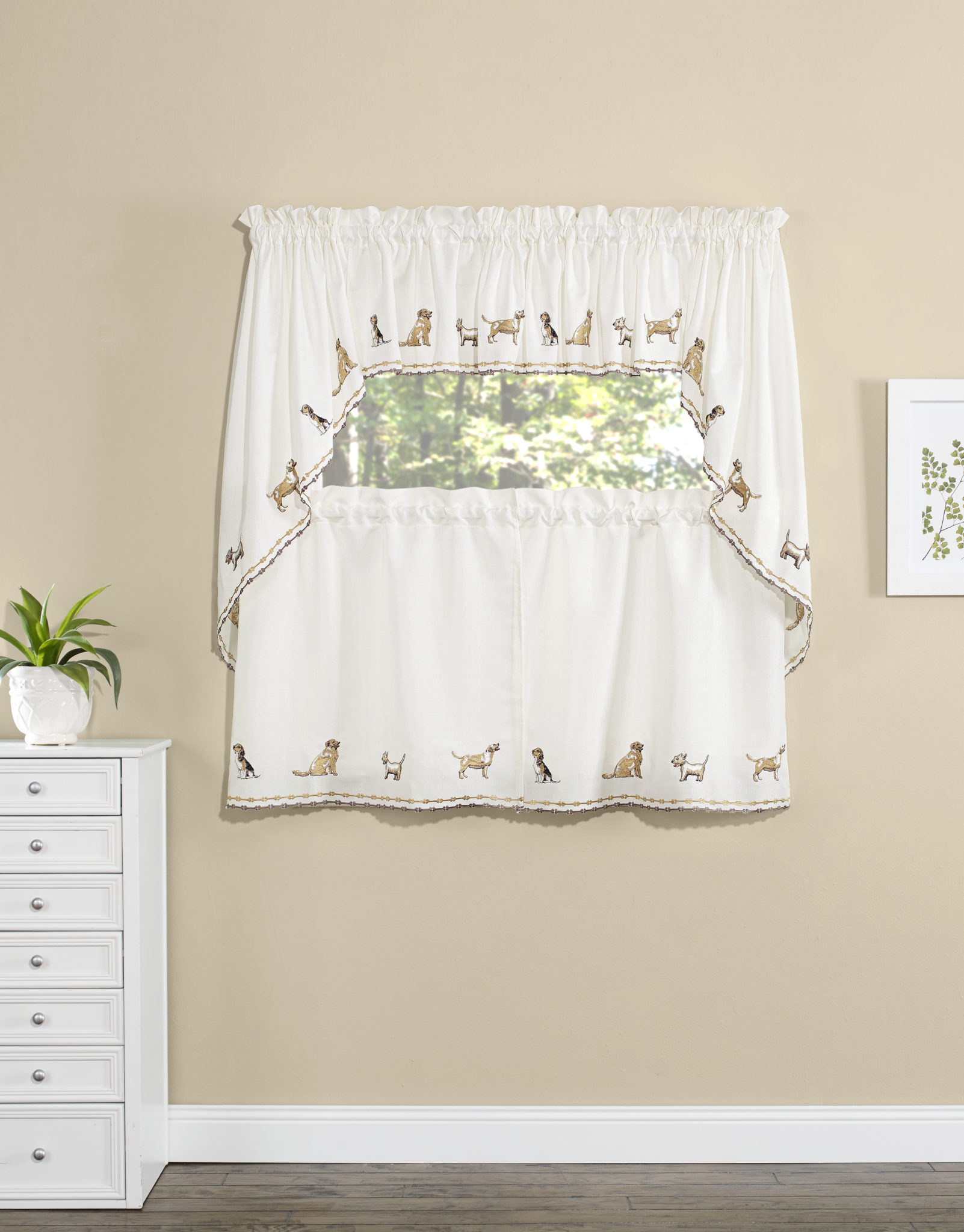 Lillian Tier pair, Swag Pair & Insert Valance with Macramé Band ...